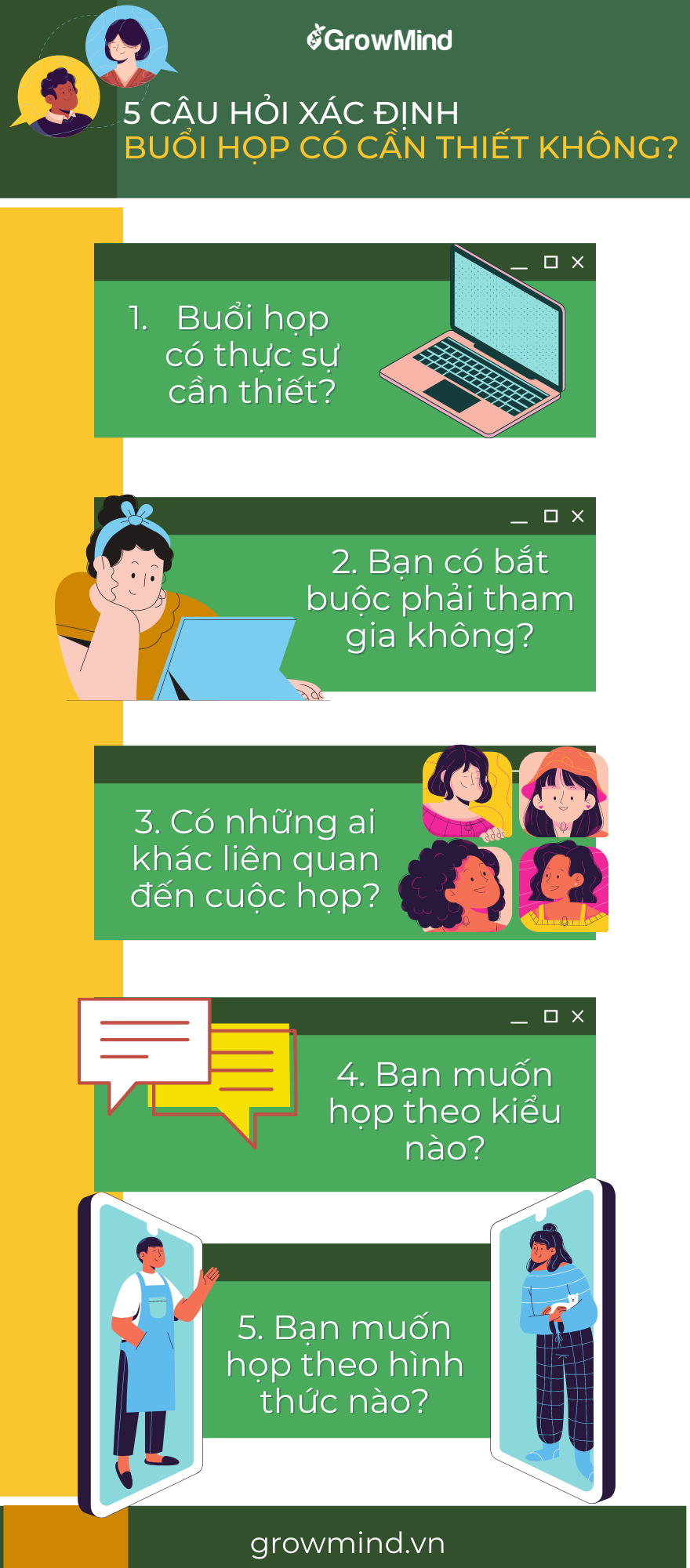 5 CÂU HỎI XÁC NHẬN "CUỘC HỌP CÓ CẦN THIẾT KHÔNG?" - GrowMind